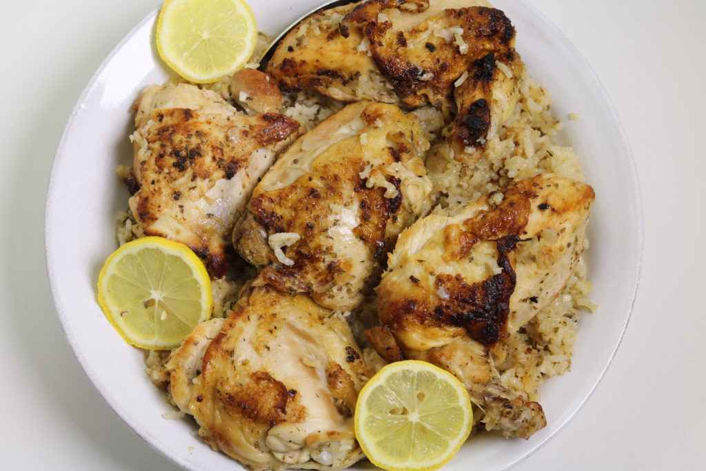 Slow Cooker Greek Chicken Rice - Three Hungry Boys