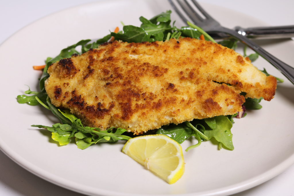Chicken Milanese with Arugula Salad - Three Hungry Boys
